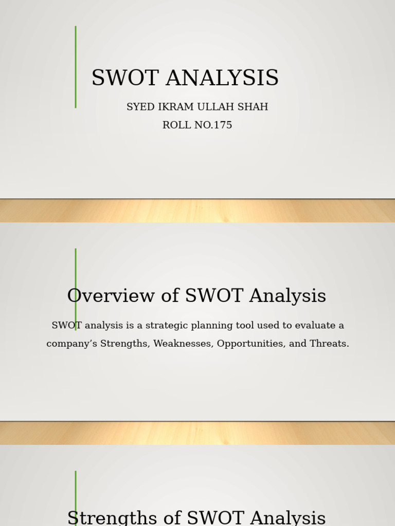 Swot Analysis: Syed Ikram Ullah Shah ROLL NO.175 | PDF