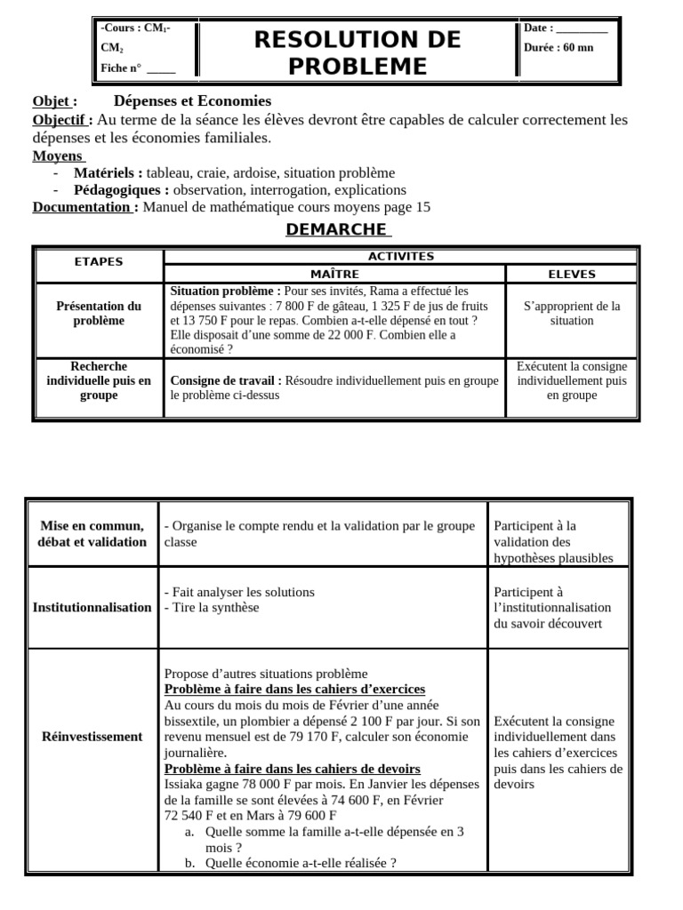 Résolution de Problèmes CM1-CM2 | PDF | Pédagogie | Apprentissage
