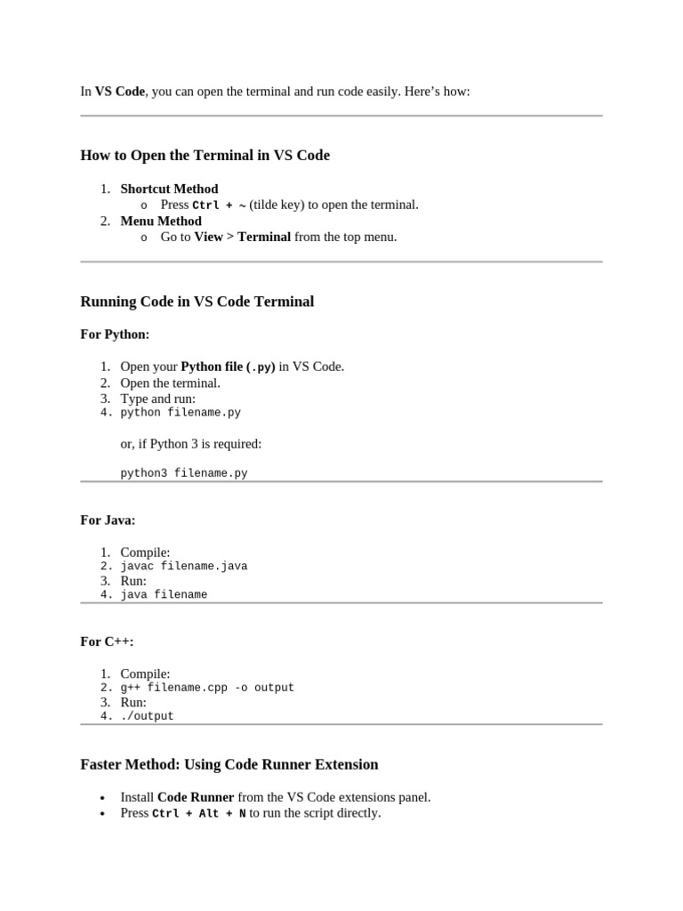 How To Open The Terminal in VS Code | PDF