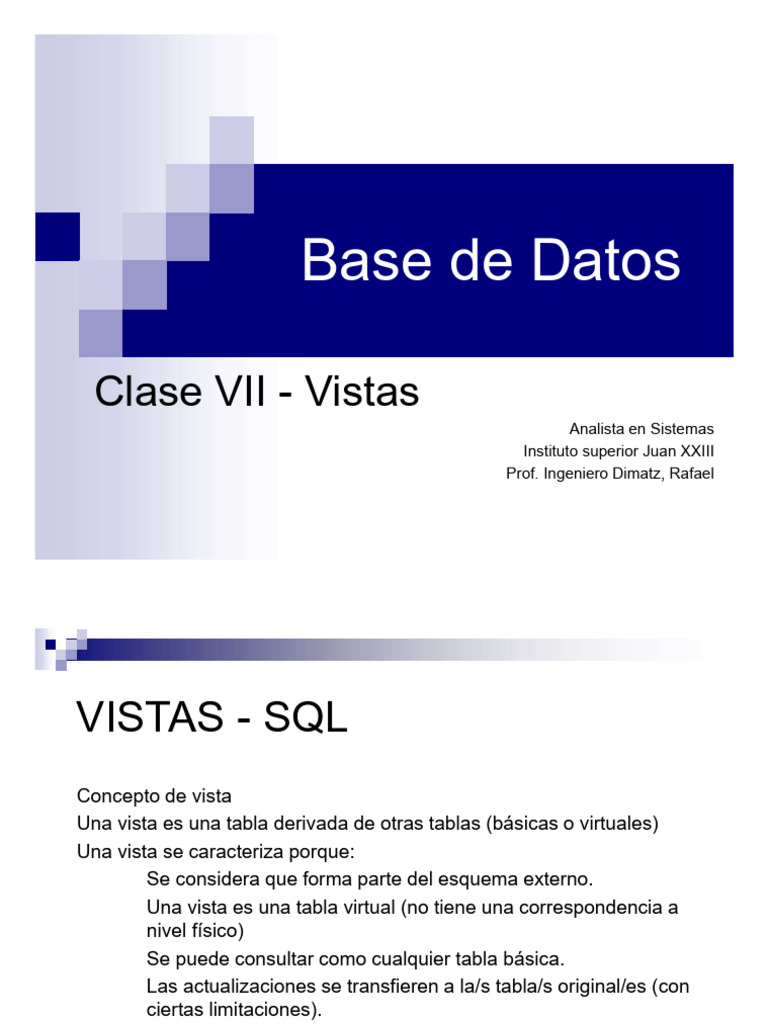 Vistas en SQL: Creación y Uso | PDF | Bases de datos | Información