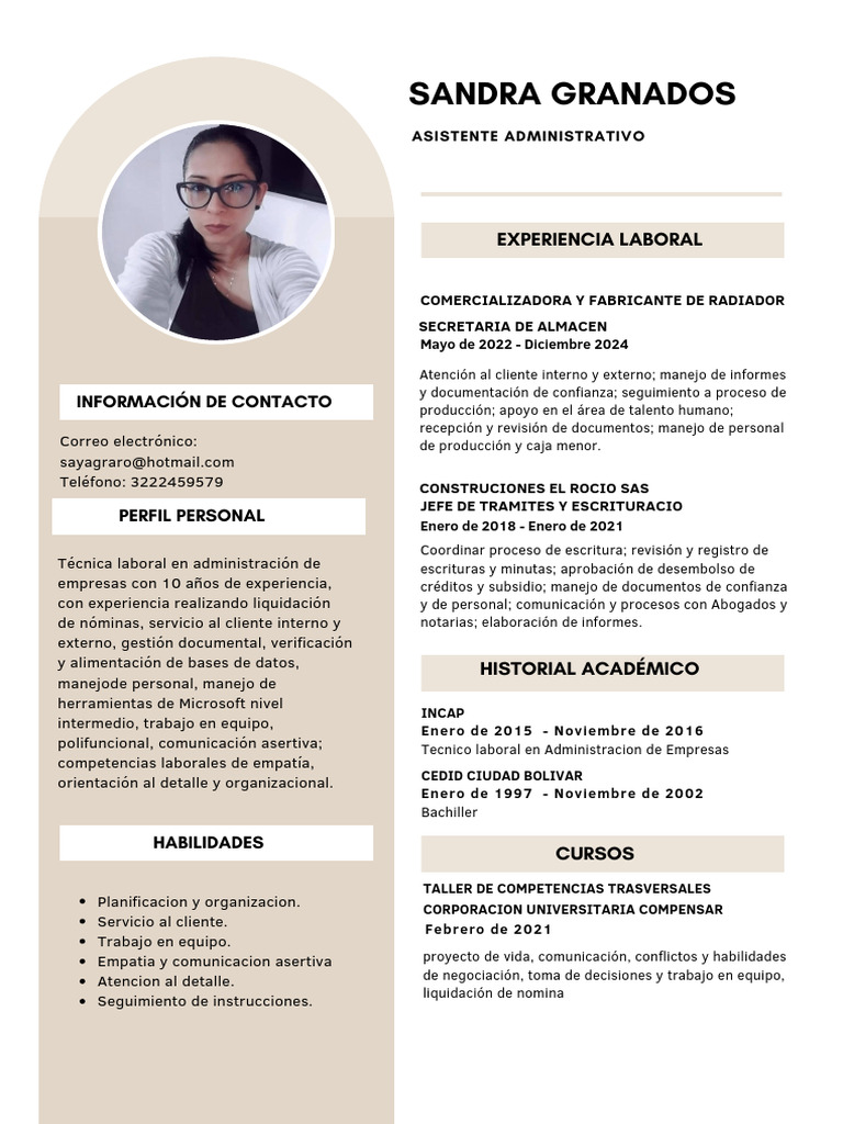 sandra granados hoja de vida d. | PDF | Business