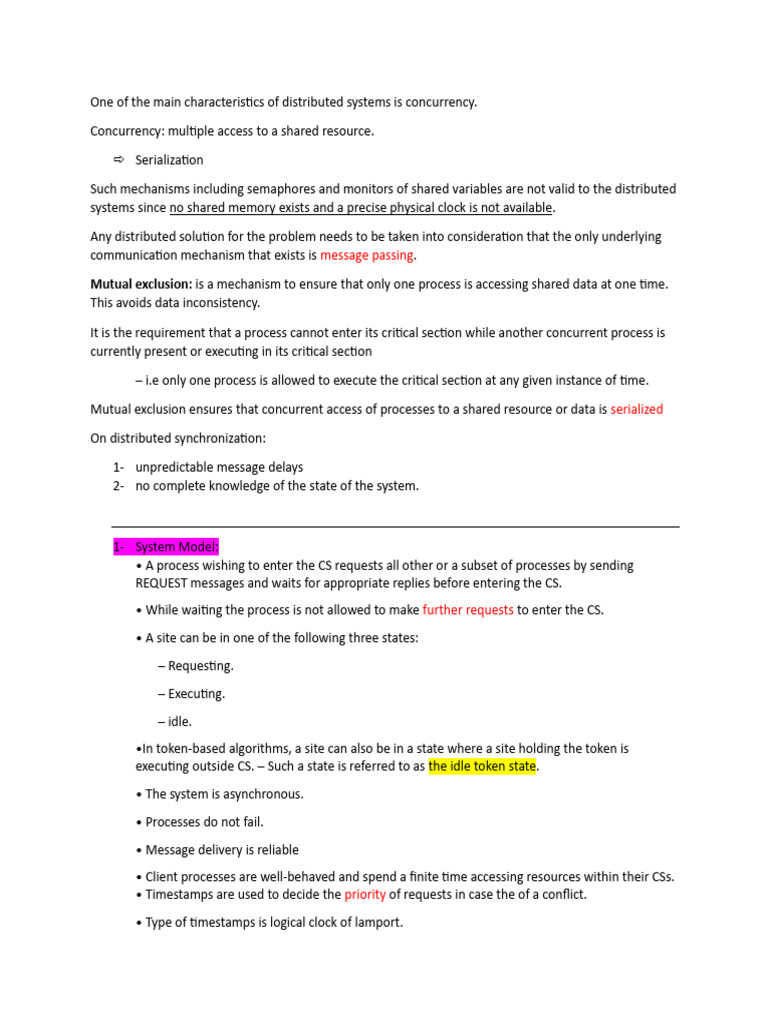 One of The Main Characteristics of Distributed Systems Is Concurrency | PDF | Distributed ...