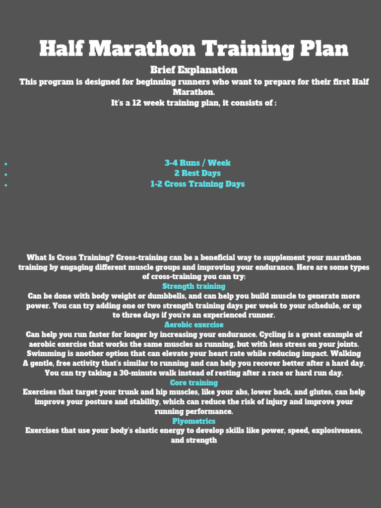 Half Marathon Training Plan Overview | PDF | Strength Training | Running