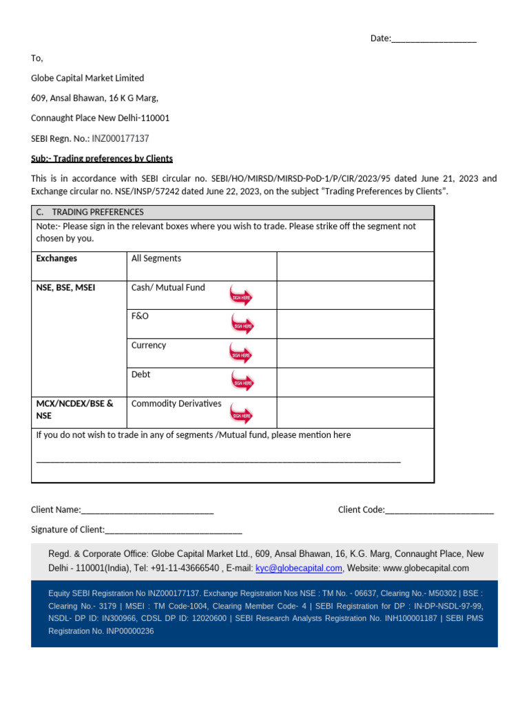 Client Trading Preferences Form | PDF