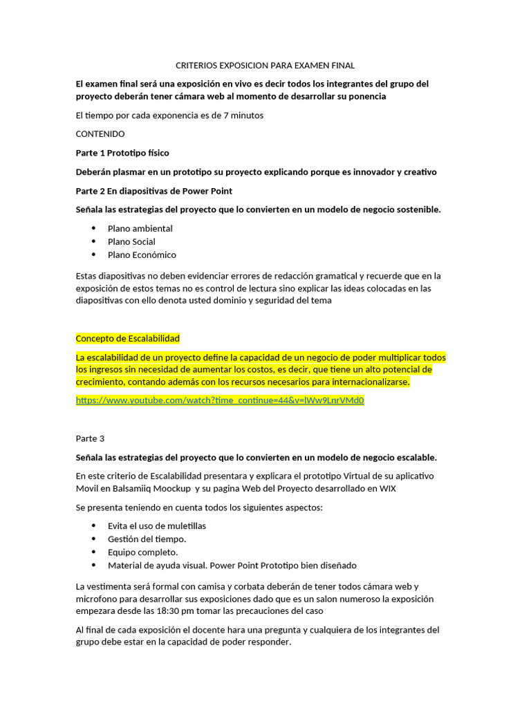 Criterios Exposicion para Examen Final 2025 | PDF | Escalabilidad | Red mundial