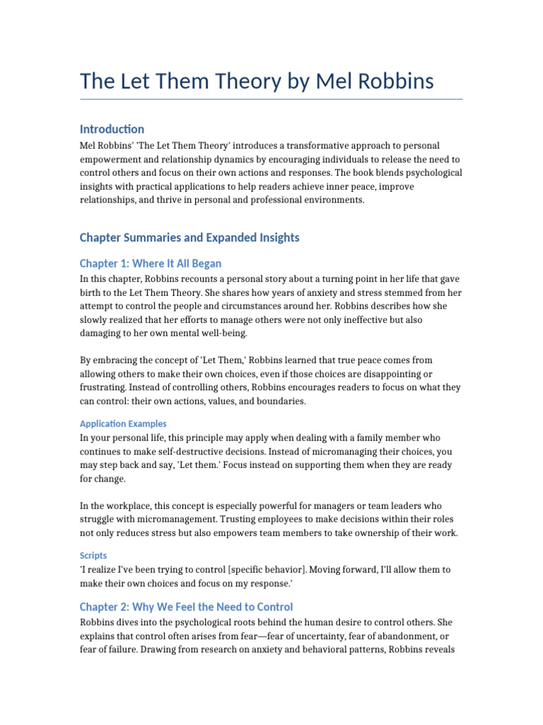 The Let Them Theory Expanded Summary | PDF | Fear | Anxiety