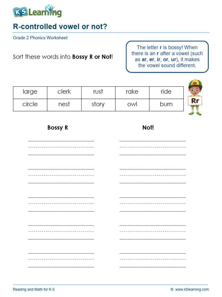 Grade 2 Bossy R Phonics Worksheet | PDF