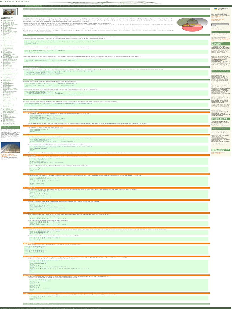 Python Tutorial Sets And Frozen Sets Pdf Sequence Python Programming Language