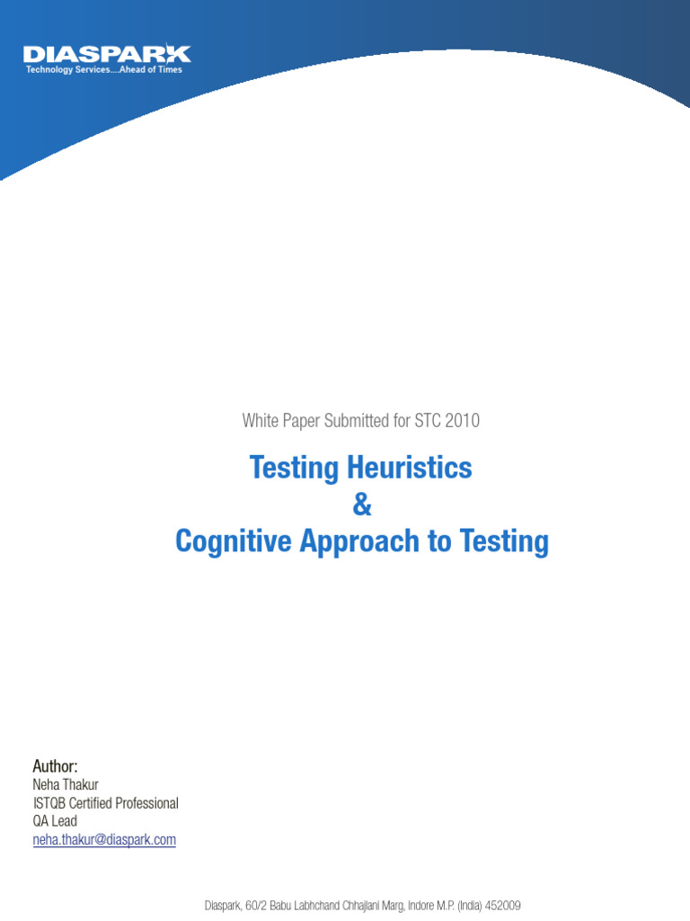 Testing Heuristics & Cognitive Approach To Testing | PDF | Usability ...