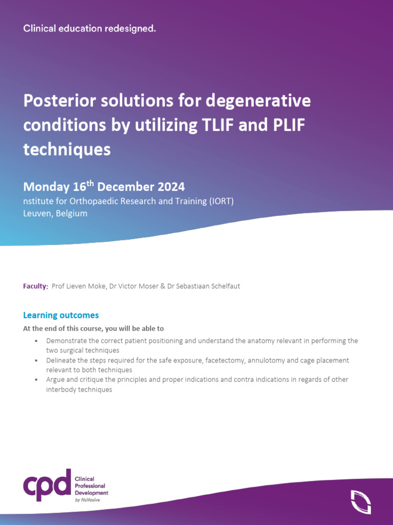 TLIF and PLIF Techniques Training Course | PDF