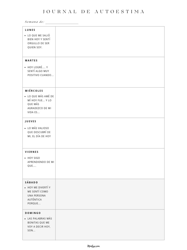 Journal de Autoestima | PDF