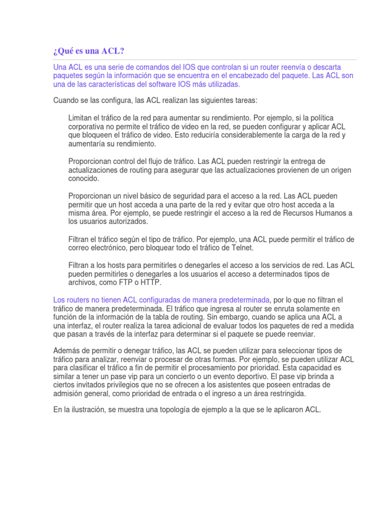 Qué es una ACL | PDF | Enrutador (Computación) | Yo Pv6