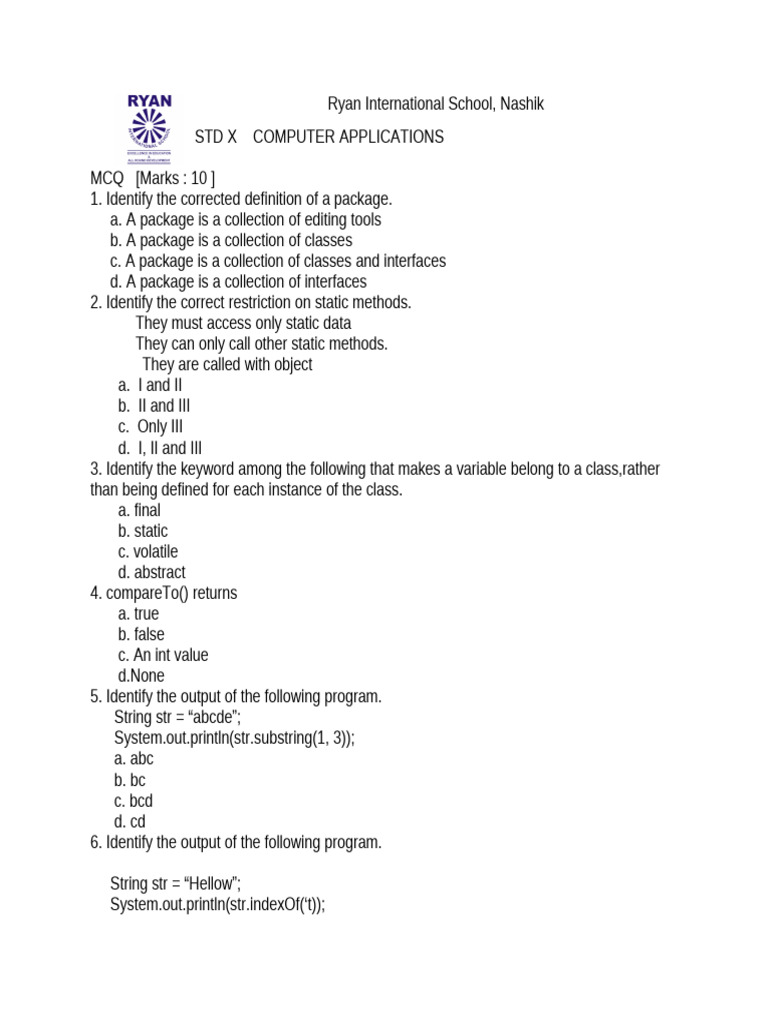 10th Comp WS Term2 B 25 M - Ic1137356 | PDF | Method (Computer Programming) | String (Computer ...