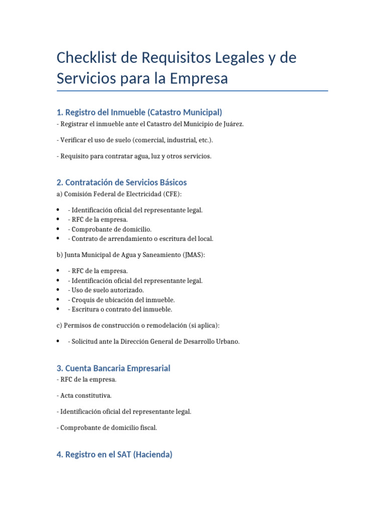 Checklist Requisitos Legales Empresa | PDF