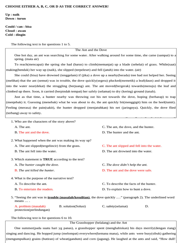 Soal Soal Teks Narrative Bahasa Inggris SMP MTs | PDF | Zoology
