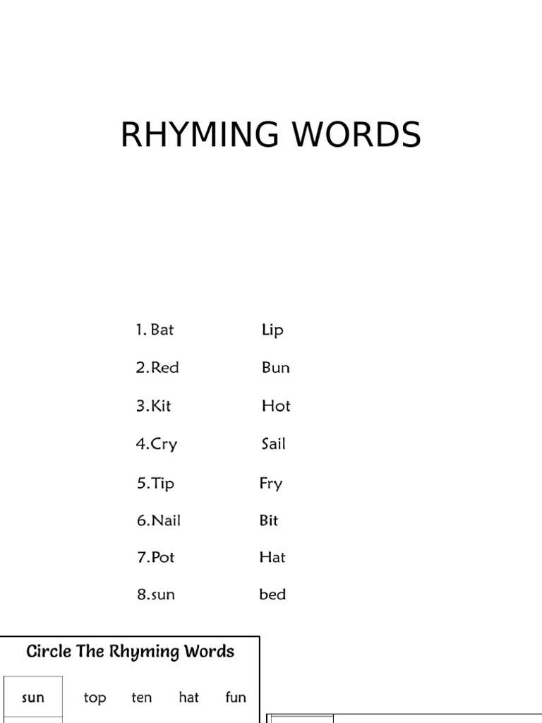 Rhyming Words for "Hard" | PDF