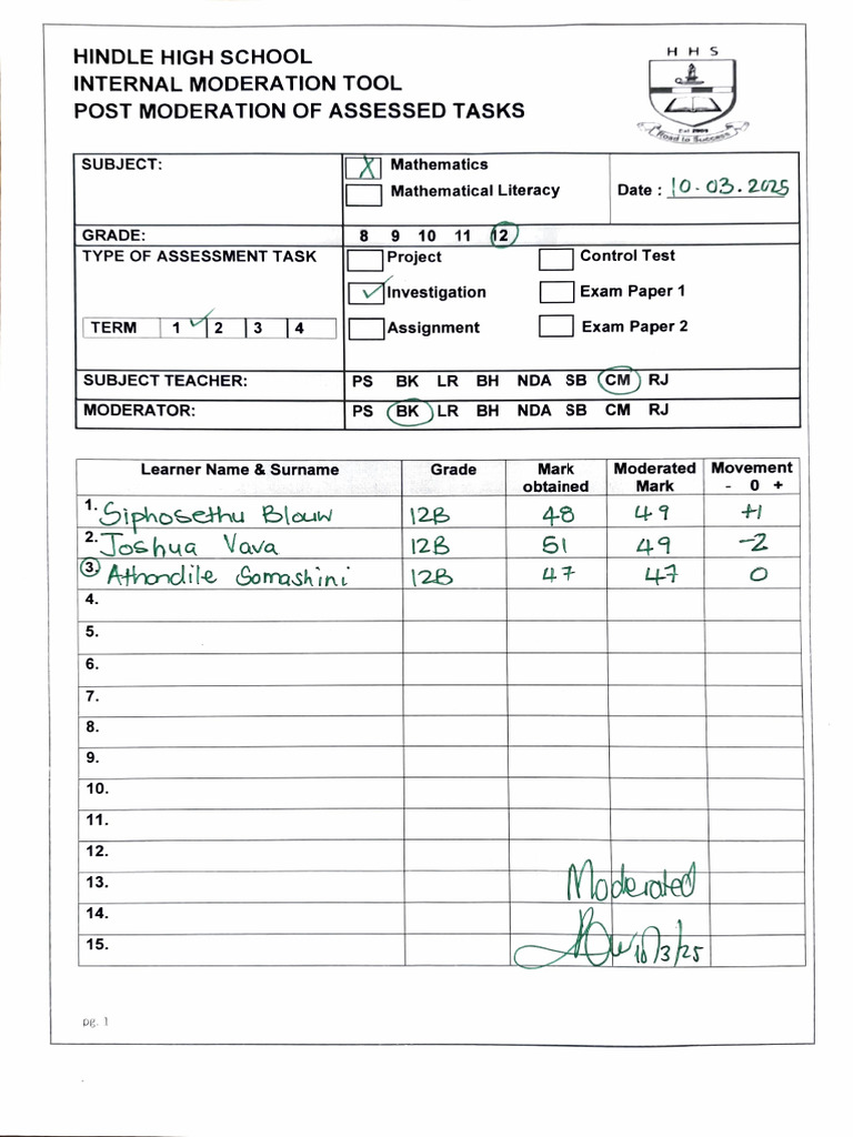 HHS Gr12 Term 1 Investigation POST-MOD | PDF