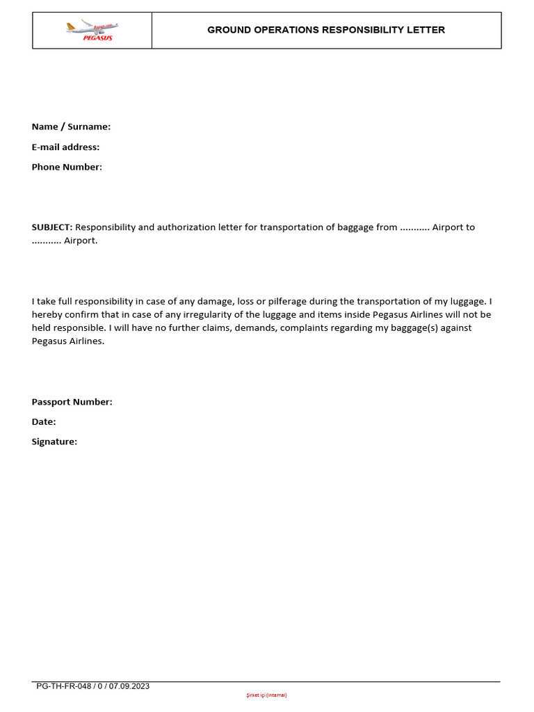 Ground Operations Responsibility Letter | PDF