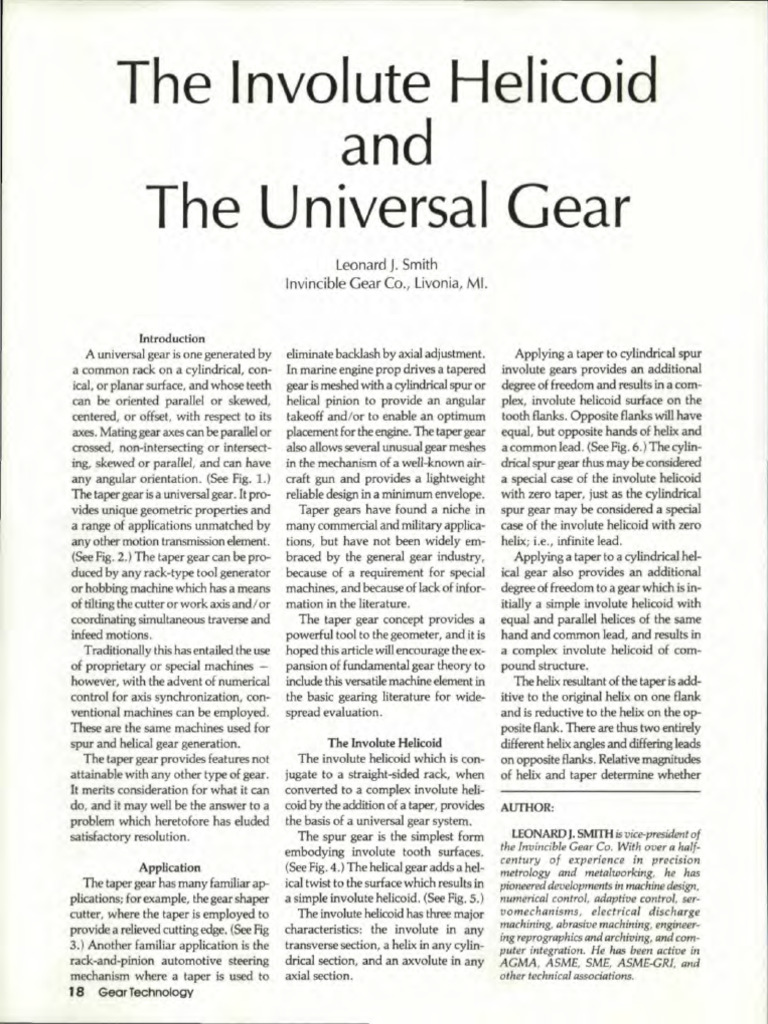 Involute Helicoid and Taper Gears | PDF | Gear | Helix