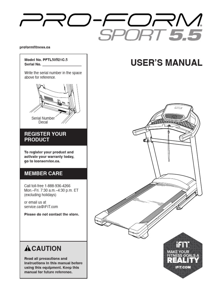 Pro-Form Sport 5.5 User's Manual - PFTL50921C.5-448179 (Enc) | PDF ...
