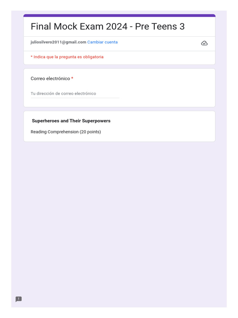 Final Mock Exam 2024 - Pre Teens 3 | PDF | Anger | Superheroes