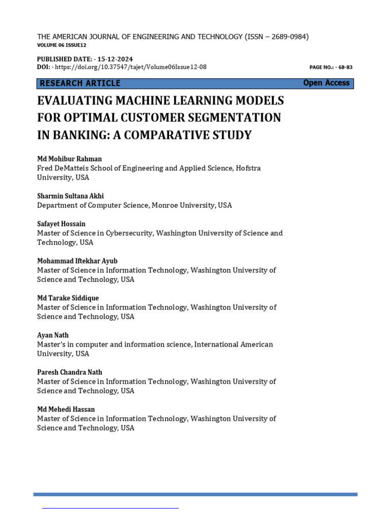 8 68-83 Tajet (Joynat) Evaluating+Machine+Learning+Models | PDF | Cluster Analysis | Machine ...