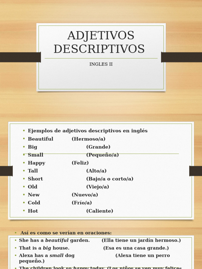 Adjetivos Descriptivos en Inglés II | PDF