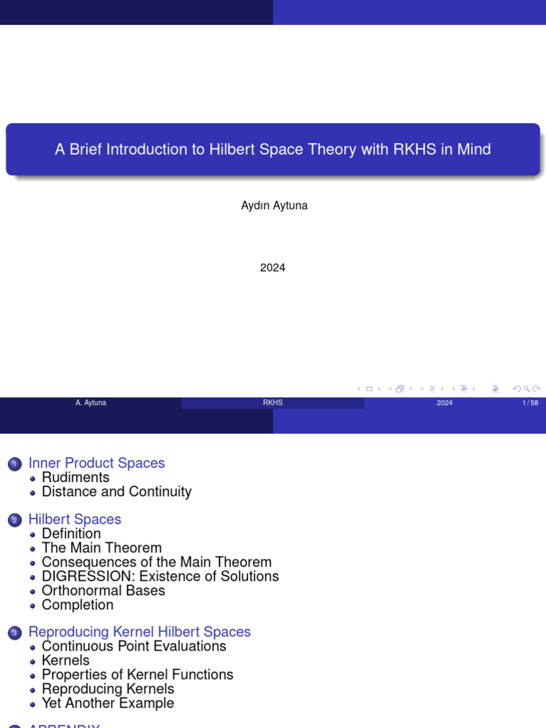 hilbert_rkhs_slides | PDF | Norm (Mathematics) | Continuous Function