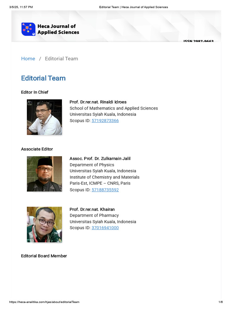 Editorial Team - Heca Journal of Applied Sciences | PDF