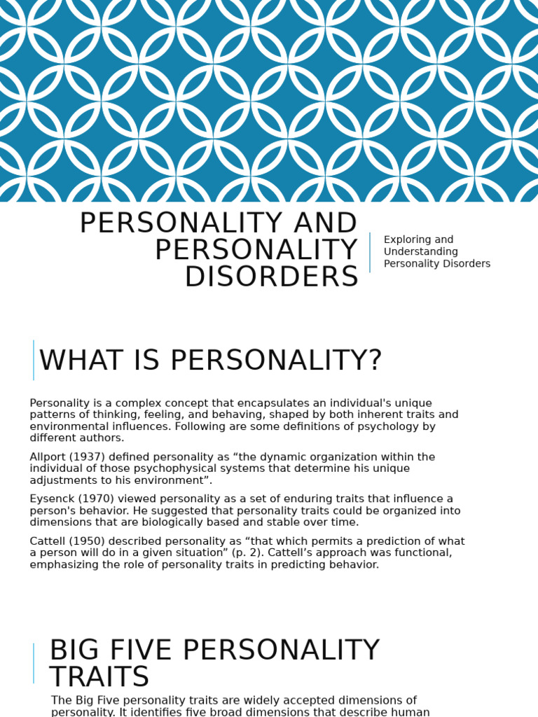 Personality and Personality Disorders | PDF | Personality Disorder ...