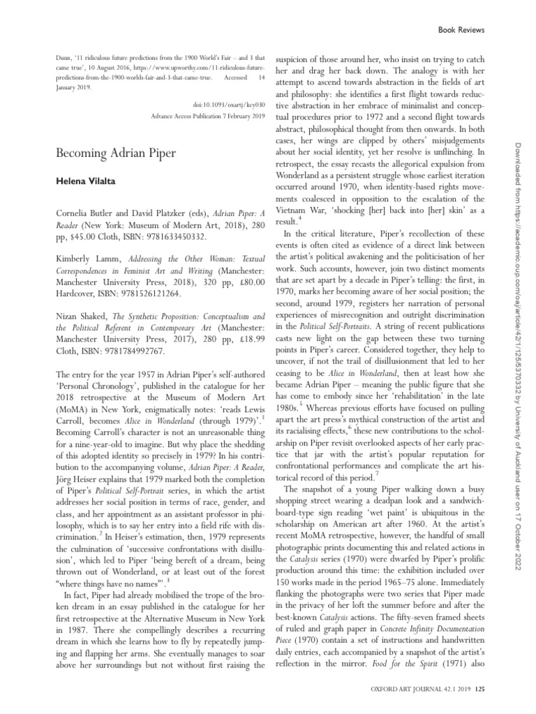 Adrian Piper: Art, Identity, and Politics | PDF | Gender | Gender Studies