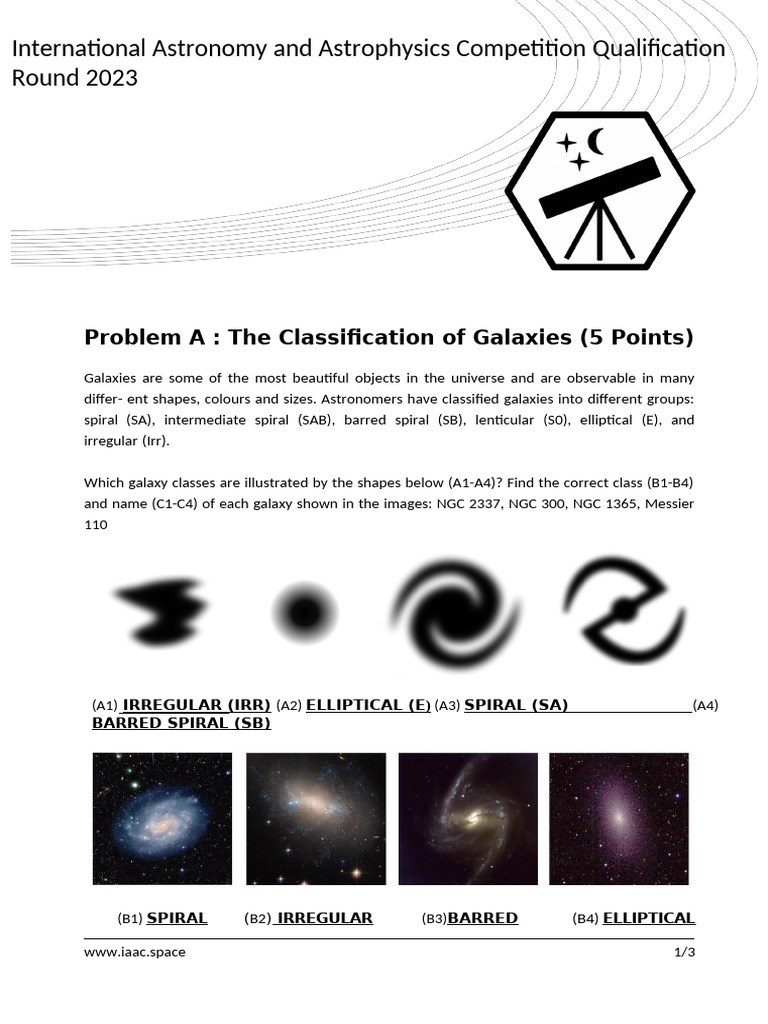 Astronomy Competition 2023 Problems | PDF | Apsis | Dark Energy