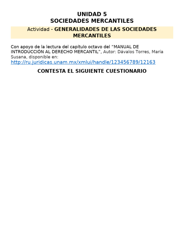 UNIDAD 5 - Sociedades Mercantiles | PDF
