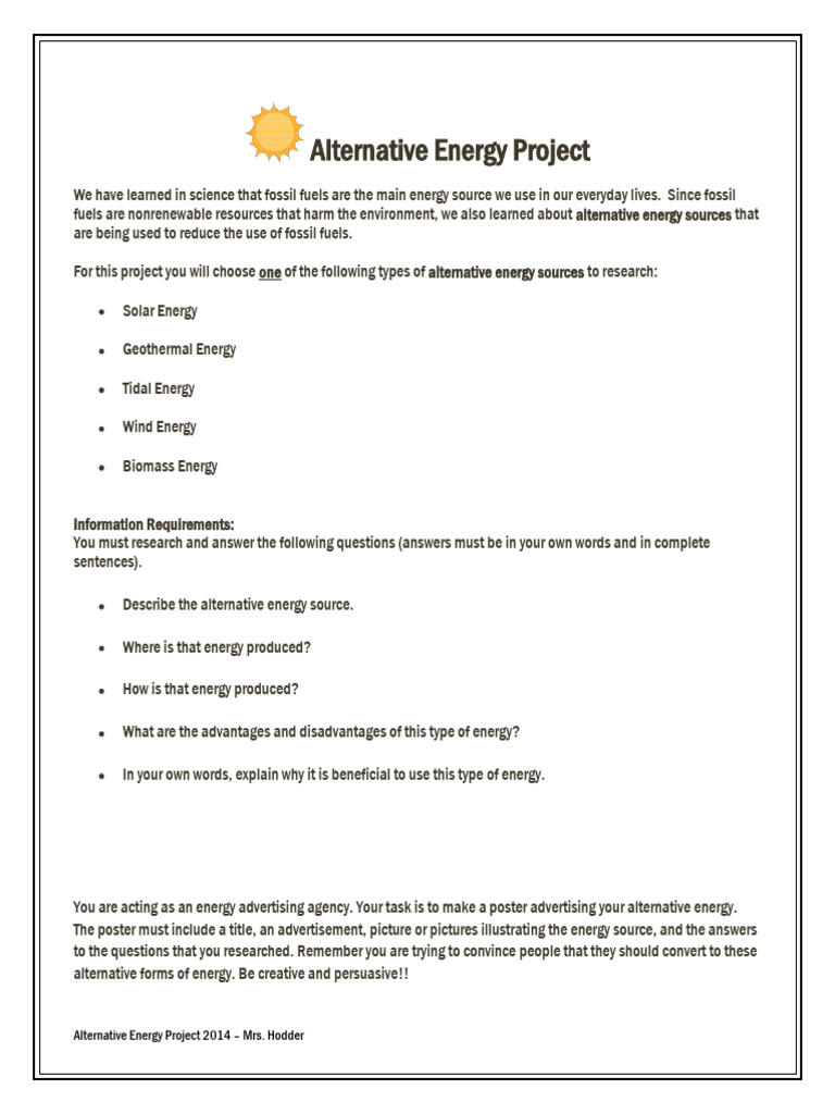 Alternative Energy Project | PDF | Renewable Energy | Energy Development