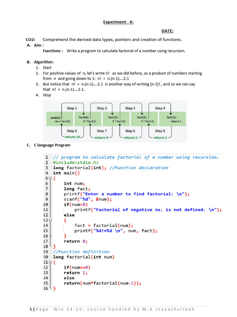 Exercise 6 Programs On Functions | PDF