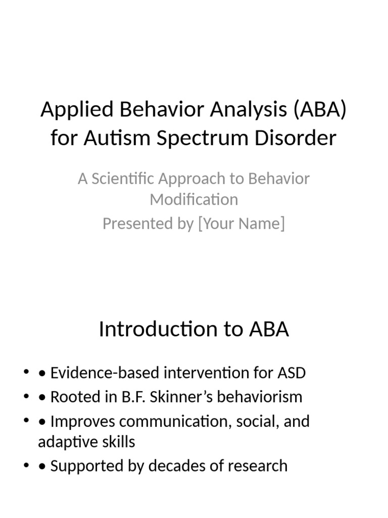 ABA For ASD Presentation | PDF