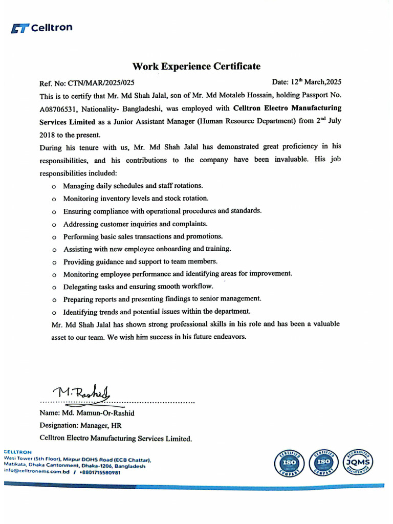 Experience Certificate | PDF