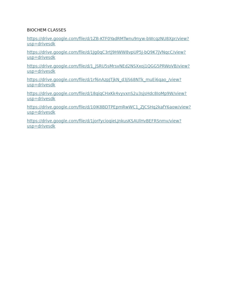 Biochem Classes | PDF