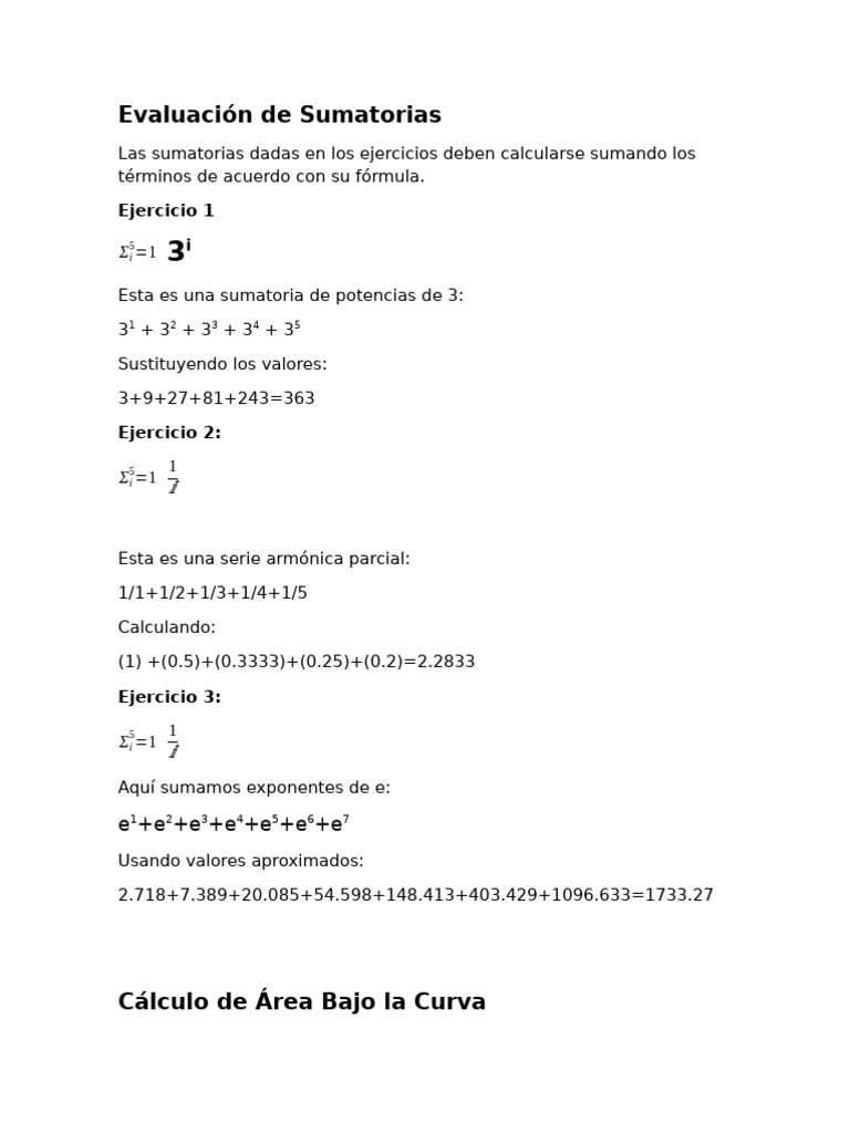 Evaluación de Sumatorias | PDF | Zona | Matemáticas