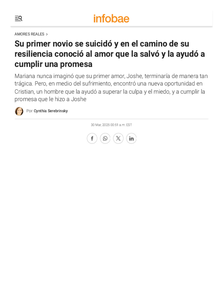 Su Primer Novio Se Suicidó y en El Camino de Su Resiliencia Conoció Al ...