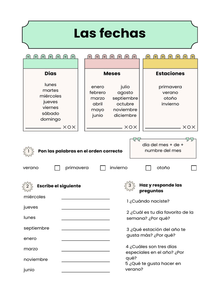 Fechas y Días de la Semana | PDF