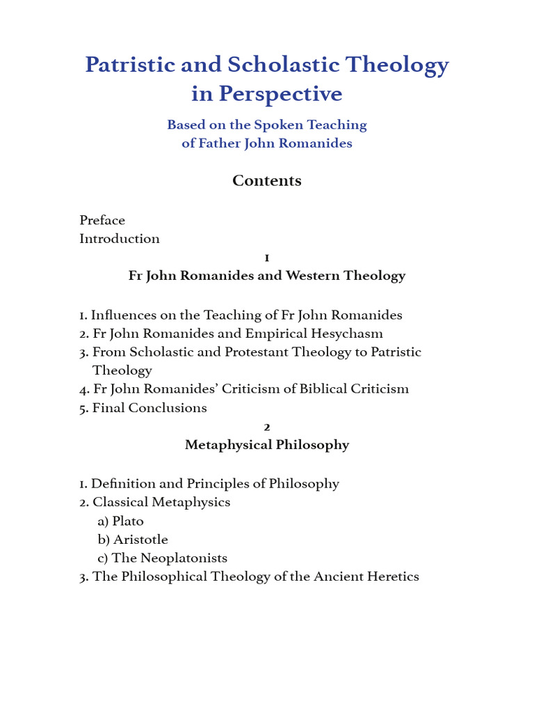 Romanides on Patristic and Scholastic Theology | PDF | Neoplatonism ...