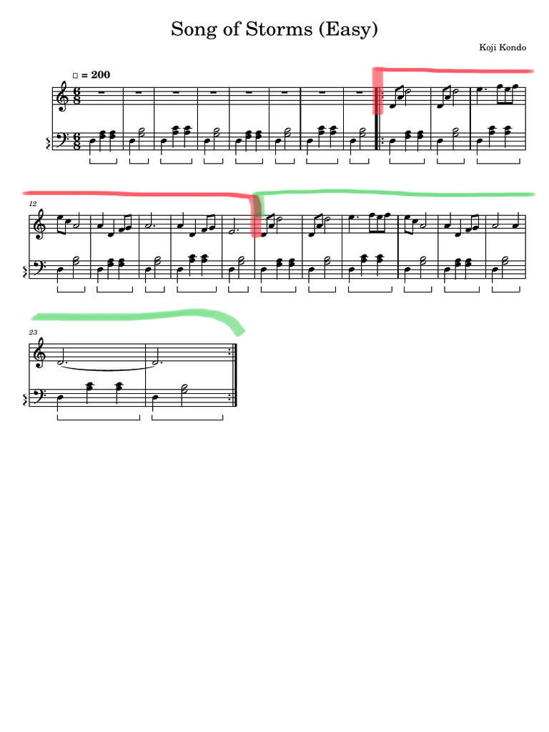 Easy Sheet Music: Song of Storms | PDF