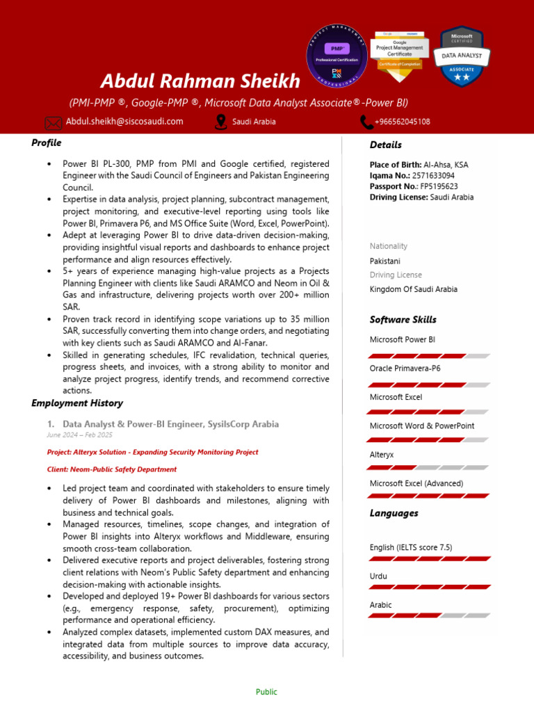 Abdul Rahman Sheikh (Updated - CV) | PDF | Project Management | Computing