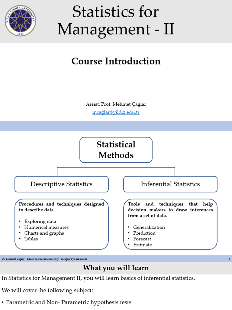 Statistics for Management II Course Guide | PDF | Statistics ...