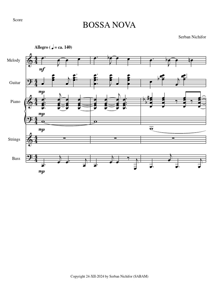 Serban Nichifor: BOSSA NOVA (4-IV-2025) | PDF | Musical Instruments | String Instruments