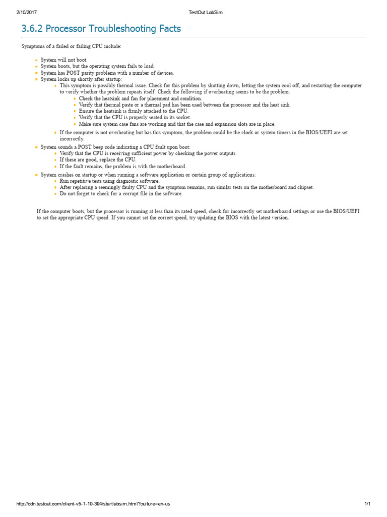 CPU Troubleshooting Guidelines | PDF | Bios | Booting