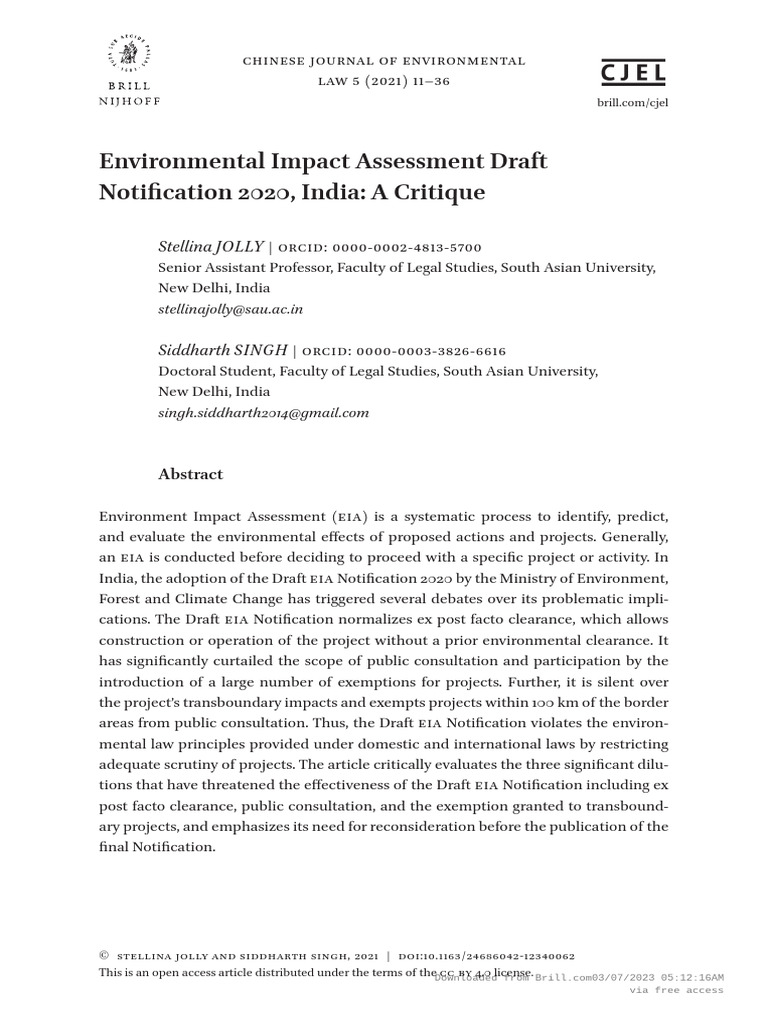 A Critical Analysis of Draft EIA Notification 2020 | PDF | Environmental Impact Assessment | Justice