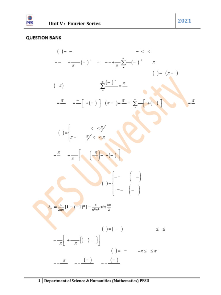 Fourier Series Problem Set | PDF | Fourier Analysis | Mathematics