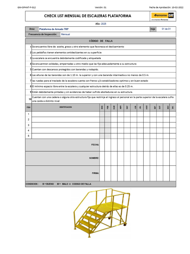 Checklist Mensual de Escaleras | PDF | Escalera | Infraestructura peatonal